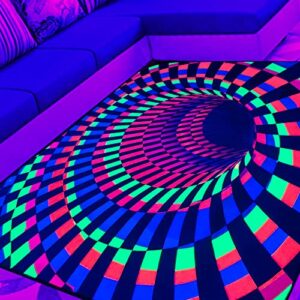 kids gaming decor rugs for boys room blacklight uv reactive area rug funny 3d vortex optical illusion bedroom rug playroom rugs carpet game decor rug for living room bedroom 60x39 inch