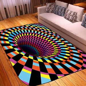 Kids Gaming Decor Rugs for Boys Room Blacklight UV Reactive Area Rug Funny 3D Vortex Optical Illusion Bedroom Rug Playroom Rugs Carpet Game Decor Rug for Living Room Bedroom 60x39 Inch