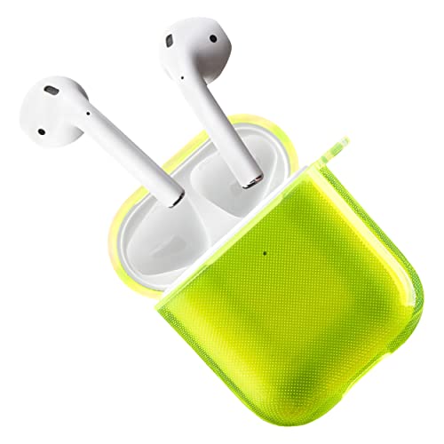 SteepLab Neon Highlighter Case for AirPods (1st Gen & 2nd Gen) - The Grippy Jelly Case Cover (Conspicuous Neon Yellow)