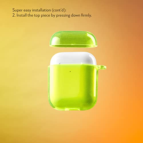 SteepLab Neon Highlighter Case for AirPods (1st Gen & 2nd Gen) - The Grippy Jelly Case Cover (Conspicuous Neon Yellow)