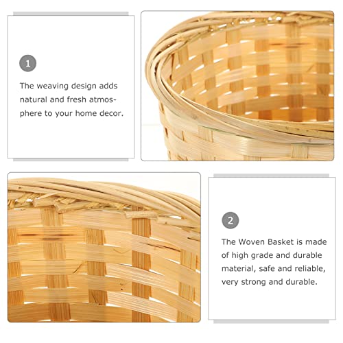 Hemoton Small Woven Basket with Lid Rattan Trash Can Wastebasket Wicker Round Trash Bin Woven Storage Basket Decorative Egg Basket Laundry Hamper Flower Pots Planter Holder