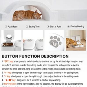 Automatic Cat Feeders 2 Cat, Wet Dry Cat Food Dispenser with 48H Delay, Smart Dog Cat Feeder Automatic with 2 Bowls, Timed Pet Feeder with Locking Design, Programmable Portion Control 2 Meals Per Day