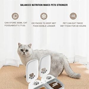 Automatic Cat Feeders 2 Cat, Wet Dry Cat Food Dispenser with 48H Delay, Smart Dog Cat Feeder Automatic with 2 Bowls, Timed Pet Feeder with Locking Design, Programmable Portion Control 2 Meals Per Day