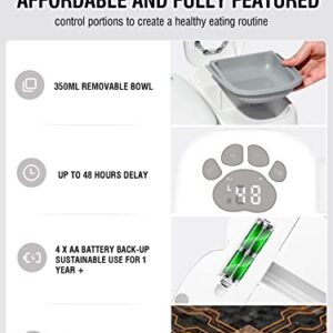 Automatic Cat Feeders 2 Cat, Wet Dry Cat Food Dispenser with 48H Delay, Smart Dog Cat Feeder Automatic with 2 Bowls, Timed Pet Feeder with Locking Design, Programmable Portion Control 2 Meals Per Day