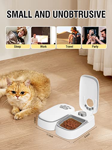 Automatic Cat Feeders 2 Cat, Wet Dry Cat Food Dispenser with 48H Delay, Smart Dog Cat Feeder Automatic with 2 Bowls, Timed Pet Feeder with Locking Design, Programmable Portion Control 2 Meals Per Day