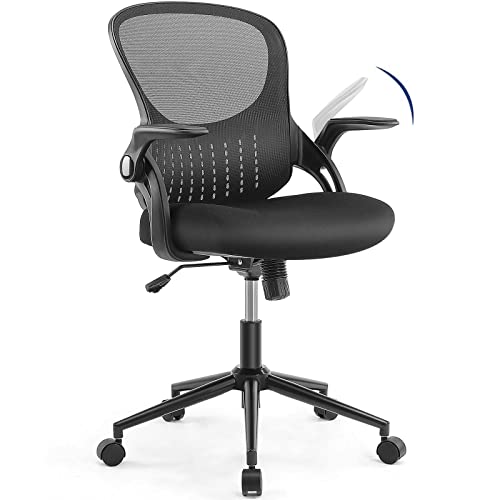 Office Chair Desk Chair Computer Chair Ergonomic Office Chair with Flip-up Arms, Home Office Desk Chairs Mesh Office Chair Mid Back Computer Desk Chair with Wheels