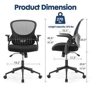 Office Chair Desk Chair Computer Chair Ergonomic Office Chair with Flip-up Arms, Home Office Desk Chairs Mesh Office Chair Mid Back Computer Desk Chair with Wheels