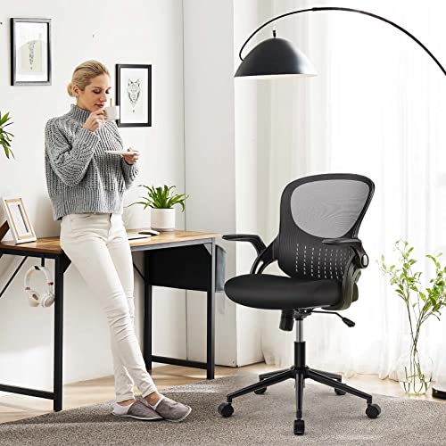 Office Chair Desk Chair Computer Chair Ergonomic Office Chair with Flip-up Arms, Home Office Desk Chairs Mesh Office Chair Mid Back Computer Desk Chair with Wheels