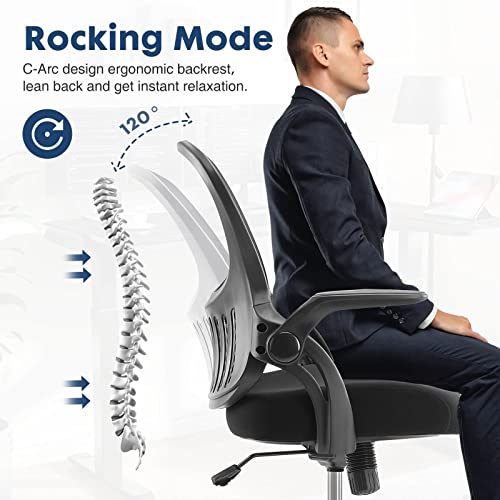 Office Chair Desk Chair Computer Chair Ergonomic Office Chair with Flip-up Arms, Home Office Desk Chairs Mesh Office Chair Mid Back Computer Desk Chair with Wheels