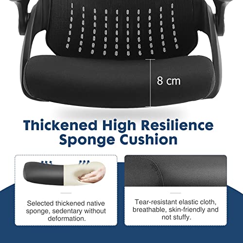 Office Chair Desk Chair Computer Chair Ergonomic Office Chair with Flip-up Arms, Home Office Desk Chairs Mesh Office Chair Mid Back Computer Desk Chair with Wheels