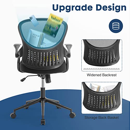 Office Chair Desk Chair Computer Chair Ergonomic Office Chair with Flip-up Arms, Home Office Desk Chairs Mesh Office Chair Mid Back Computer Desk Chair with Wheels