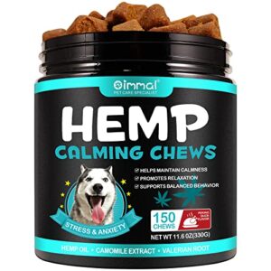 captbdzw calming chews for dogs, dog calming chews - anxiety relief treats, pet naturals calming chews, helps with dog anxiety, separation, barking, stress relief, with valerian root and hemp oil.