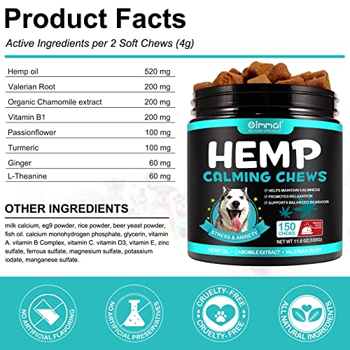 CAPTBDZW Calming Chews for Dogs, Dog Calming Chews - Anxiety Relief Treats, Pet Naturals Calming Chews, Helps with Dog Anxiety, Separation, Barking, Stress Relief, with Valerian Root and Hemp Oil.