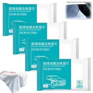 car glass oil film removal wipes, 2/4/6bags glass oil film remover for car, car cleaning wipes, car oil stain cleaner glass oil film remover wet wipes, glass wipes for windshield cleaning (4bags)