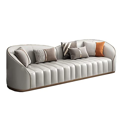 FZZDP Ivory Vertical Quilted Cushions Straight Row Sofa Thick Cushions Upholstered Leather Furniture Sofa