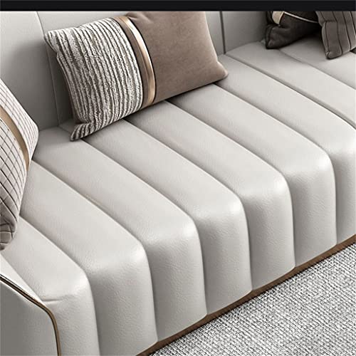 FZZDP Ivory Vertical Quilted Cushions Straight Row Sofa Thick Cushions Upholstered Leather Furniture Sofa