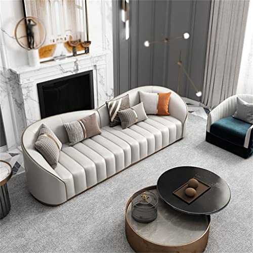 FZZDP Ivory Vertical Quilted Cushions Straight Row Sofa Thick Cushions Upholstered Leather Furniture Sofa