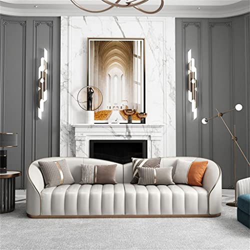 FZZDP Ivory Vertical Quilted Cushions Straight Row Sofa Thick Cushions Upholstered Leather Furniture Sofa