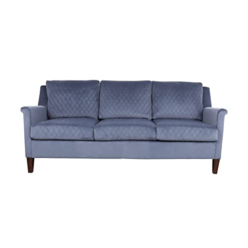 SLNFXC 178x65x49CM Velvet Upholstered Sofa Couch Pine Plywood Furniture Light Grey/Garden (Color : Blue, Size : Three Seat)