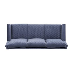 SLNFXC 178x65x49CM Velvet Upholstered Sofa Couch Pine Plywood Furniture Light Grey/Garden (Color : Blue, Size : Three Seat)