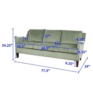 SLNFXC 178x65x49CM Velvet Upholstered Sofa Couch Pine Plywood Furniture Light Grey/Garden (Color : Blue, Size : Three Seat)