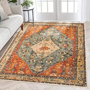 area rug 4x6 boho rug indoor entryway vintage rug indoor floor cover print boho rug non slip & foldable washable accent rug exquisite imitation cashmere carpet living room bathroom kitchen