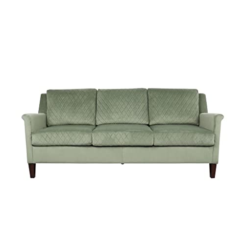 SLNFXC 178x65x49CM Velvet Upholstered Sofa Couch Pine Plywood Furniture Light Grey/Garden (Color : Gray, Size : Three Seat)