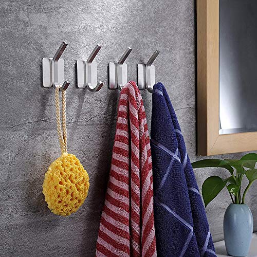 WYKDD 5 PCS Double Stainless Steel Hooks Towel Hook for Bathroom Clothes Hook Robe Hook Coat Hook for Bedroom Bathroom Accessories ( Color : White-Fruit peach5 )