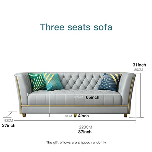 FZZDP Soft Leather Gold Steel Legs House Upholstered Sofa Living Room Lounge Chair Sofa Villa Furniture