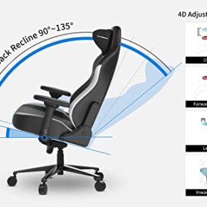 DXRacer Craft Pro Gaming Chair, High Density Memory Foam, 4D Armrests, Adjustable Recline with Extra Wide and Thick Cushion, Standard, Black & White