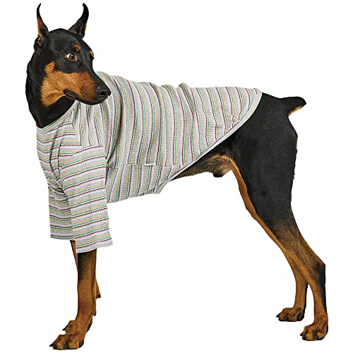 Lucky Petter Double Striped Dog Shirt for Small Large Dogs T-Shirts Soft Breathable Dog Cotton Shirt Basic Shirts (4X-Large, Gray)