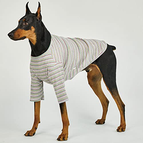 Lucky Petter Double Striped Dog Shirt for Small Large Dogs T-Shirts Soft Breathable Dog Cotton Shirt Basic Shirts (4X-Large, Gray)