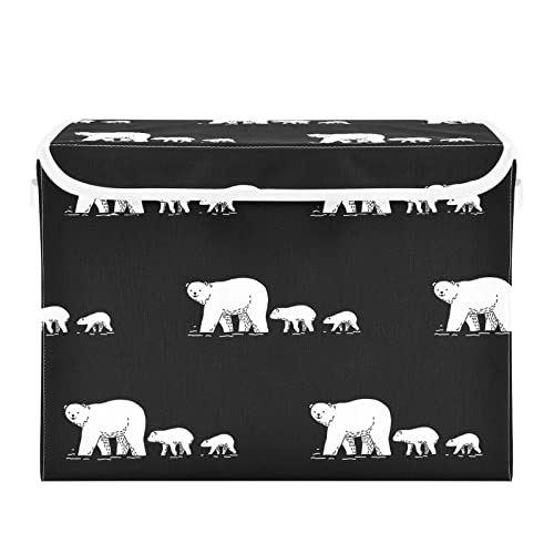 innewgogo Polar Bear Storage Bins with Lids for Organizing Baskets Cube with Cover with Handles Oxford Cloth Storage Cube Box for Pets Toys