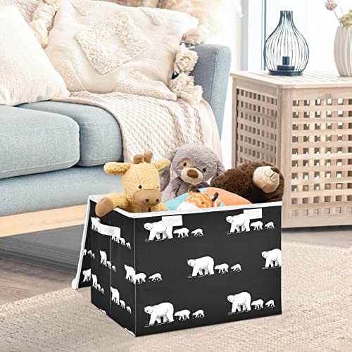 innewgogo Polar Bear Storage Bins with Lids for Organizing Baskets Cube with Cover with Handles Oxford Cloth Storage Cube Box for Pets Toys