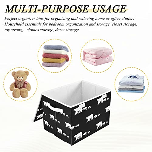 innewgogo Polar Bear Storage Bins with Lids for Organizing Baskets Cube with Cover with Handles Oxford Cloth Storage Cube Box for Pets Toys