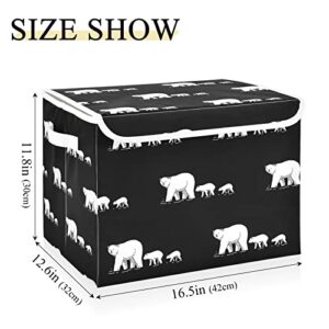 innewgogo Polar Bear Storage Bins with Lids for Organizing Baskets Cube with Cover with Handles Oxford Cloth Storage Cube Box for Pets Toys