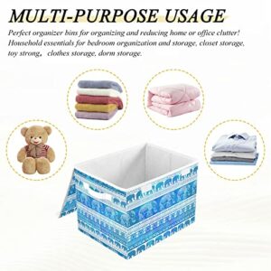 Elephants Storage Bins with Lids for Organizing Lidded Home Storage Bins with Handles Oxford Cloth Storage Cube Box for Toys