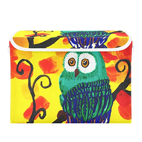 innewgogo Owl Storage Bins with Lids for Organizing Foldable Storage Box With Lid with Handles Oxford Cloth Storage Cube Box for Toys