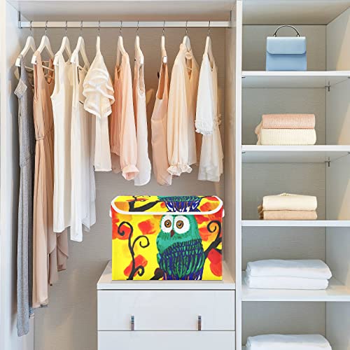 innewgogo Owl Storage Bins with Lids for Organizing Foldable Storage Box With Lid with Handles Oxford Cloth Storage Cube Box for Toys