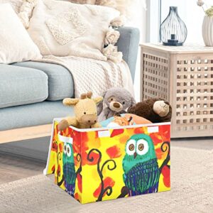 innewgogo Owl Storage Bins with Lids for Organizing Foldable Storage Box With Lid with Handles Oxford Cloth Storage Cube Box for Toys