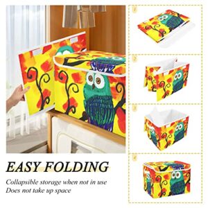 innewgogo Owl Storage Bins with Lids for Organizing Foldable Storage Box With Lid with Handles Oxford Cloth Storage Cube Box for Toys