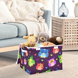 innewgogo Owls Storage Bins with Lids for Organizing Storage Baskets with Handles Oxford Cloth Storage Cube Box for Bed Room