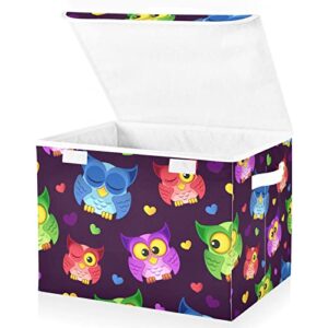 innewgogo Owls Storage Bins with Lids for Organizing Storage Baskets with Handles Oxford Cloth Storage Cube Box for Bed Room