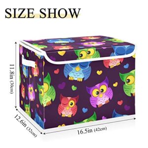 innewgogo Owls Storage Bins with Lids for Organizing Storage Baskets with Handles Oxford Cloth Storage Cube Box for Bed Room