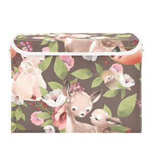 innewgogo animals deer bunny fox storage bins with lids for organizing storage baskets with handles oxford cloth storage cube box for room