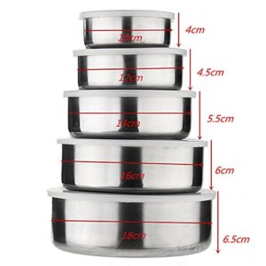 AZXY Food Containers with Lids Airtight, 5 Pcs Stainless Steel Home Kitchen Food Container Storage Mixing Bowl Set New Years EVE Party Supplies 2023