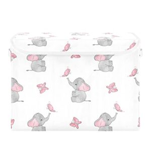 innewgogo elephant butterfly storage bins with lids for organizing baskets cube with cover with handles oxford cloth storage cube box for living room