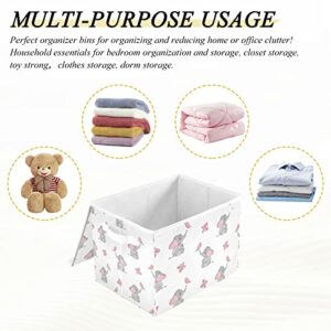 innewgogo Elephant Butterfly Storage Bins with Lids for Organizing Baskets Cube with Cover with Handles Oxford Cloth Storage Cube Box for Living Room