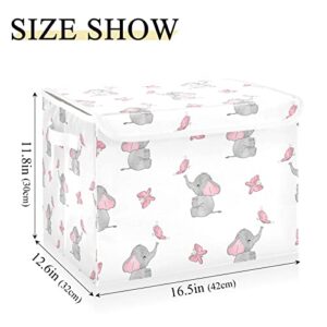 innewgogo Elephant Butterfly Storage Bins with Lids for Organizing Baskets Cube with Cover with Handles Oxford Cloth Storage Cube Box for Living Room