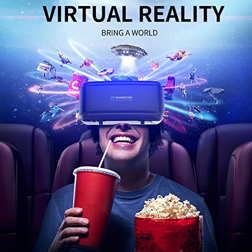 Nsxcdh VR Glasses, Virtual Reality Goggles Headsets 3D VR Headset with Remote Control Handle, for Movies & Games Bluetooth Compatible with 4.7-6.5'' Mobile Phone(Black)